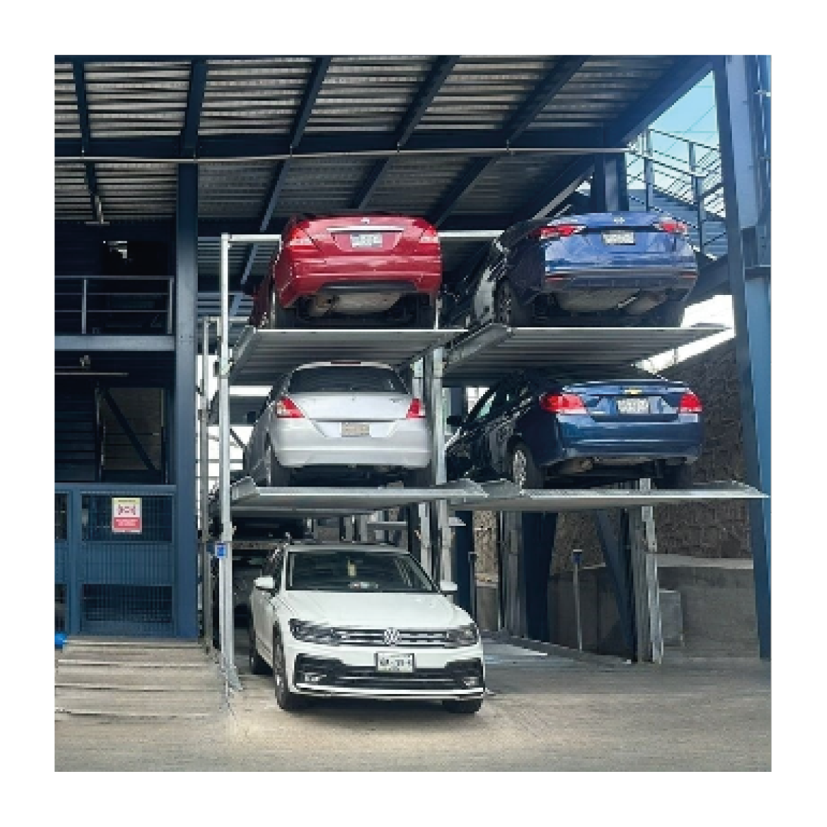 Elevadores para autos de 3 niveles con acabado galvanizado
